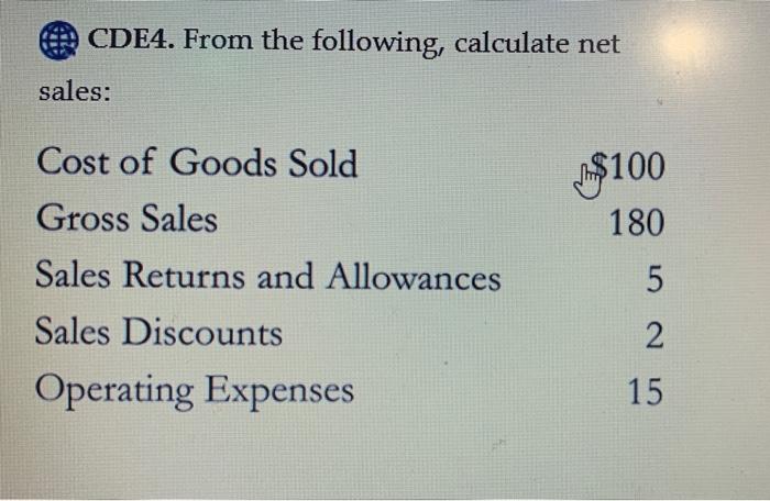 Solved CDE5. Using the information in CDE4, calculate: a. | Chegg.com