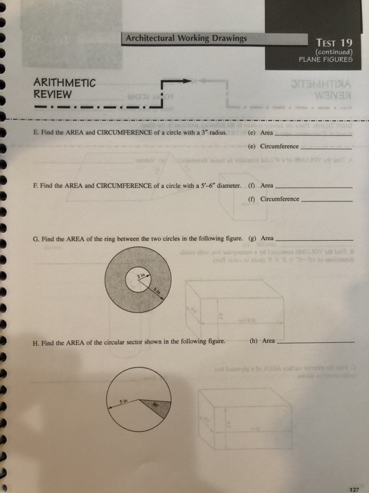Solved Architectural Working Drawings TEST 18 PLANE FIGURES | Chegg.com