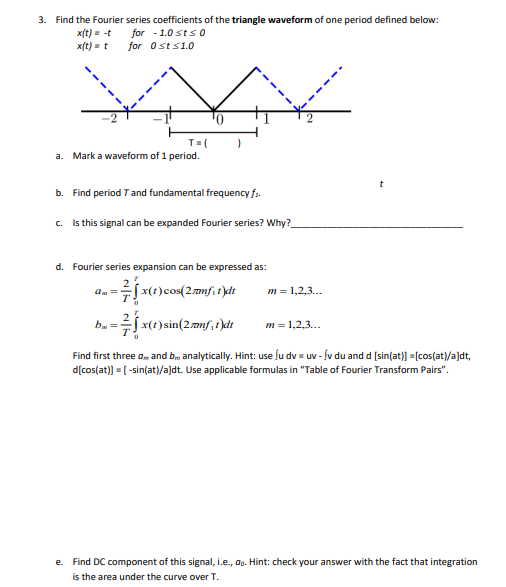 Solved Find the Fourier series coefficients of the triangle | Chegg.com
