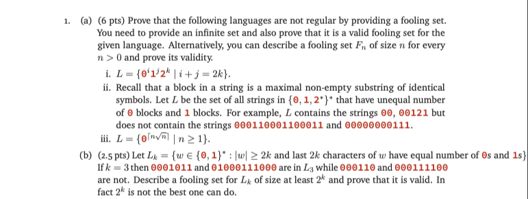 Solved (a) ( 6 pts ) ﻿Prove that the following languages are | Chegg.com