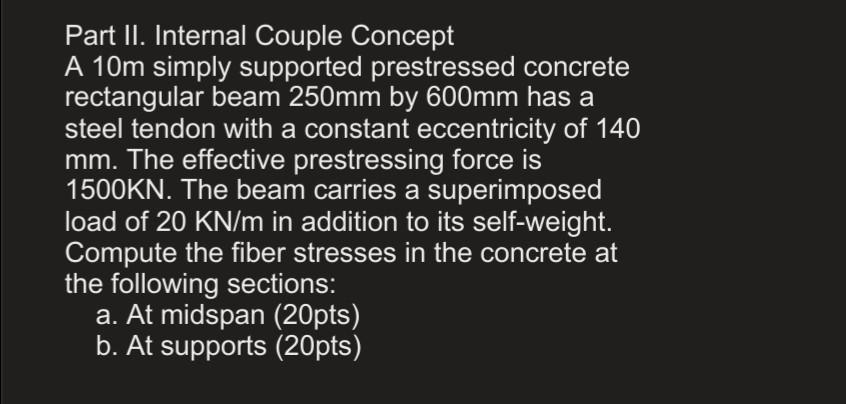 Solved Part II. Internal Couple Concept A 10 m simply | Chegg.com