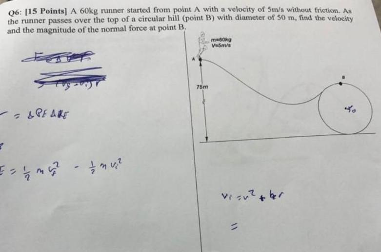 Solved Q6: [15 Points] A 60kg runner started from point A | Chegg.com