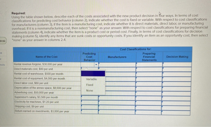 Solved 1 Exercise 1-14 Cost Classification (L01-2, L01-3, | Chegg.com