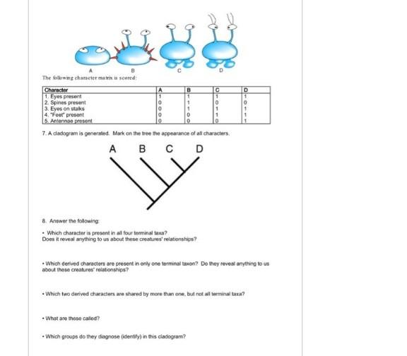 Solved 7. A dadogram is geverated. Mark on the tree Be | Chegg.com