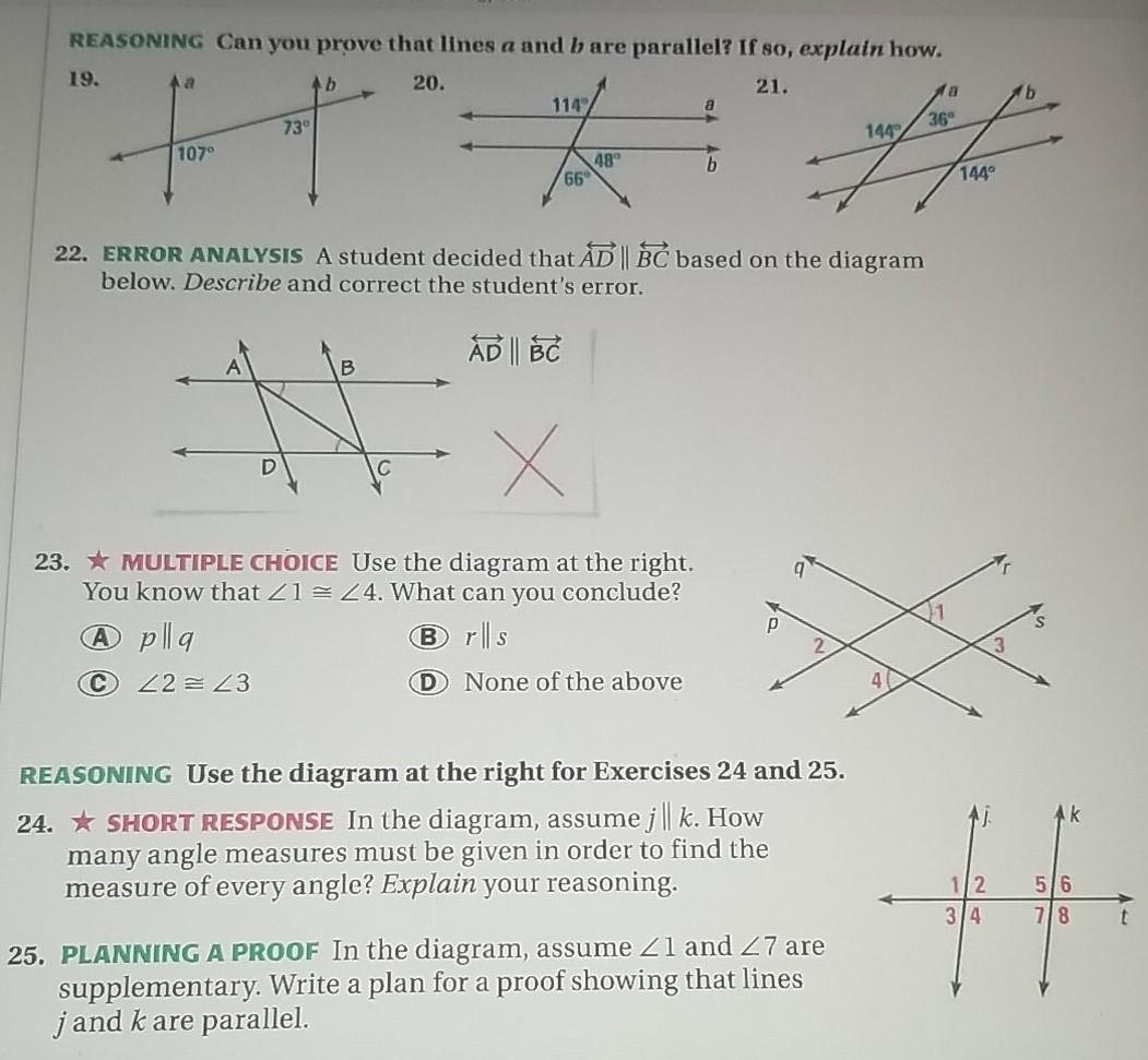Solved IDENTIFYING PARALLEL LINES Is there enough | Chegg.com