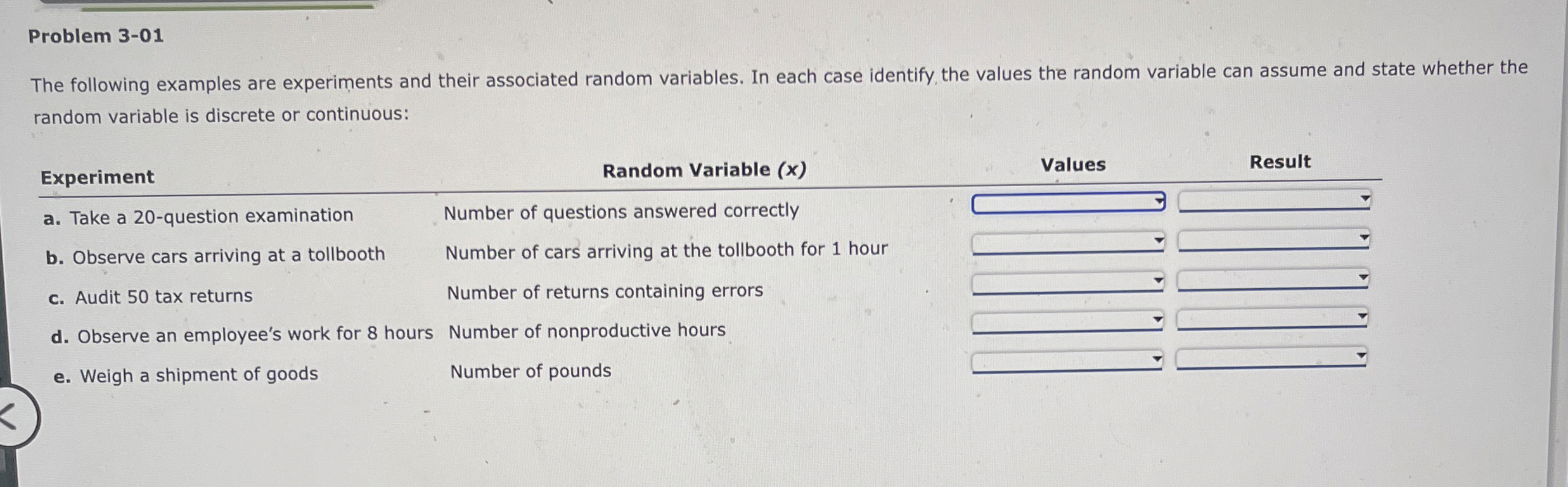 Solved Problem 3-01random variable is discrete or | Chegg.com