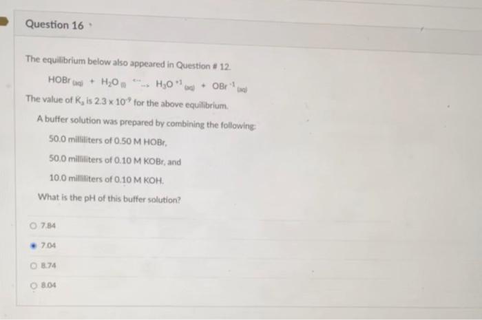 Solved The equilibrium below also appeared in Question \# 12 | Chegg.com
