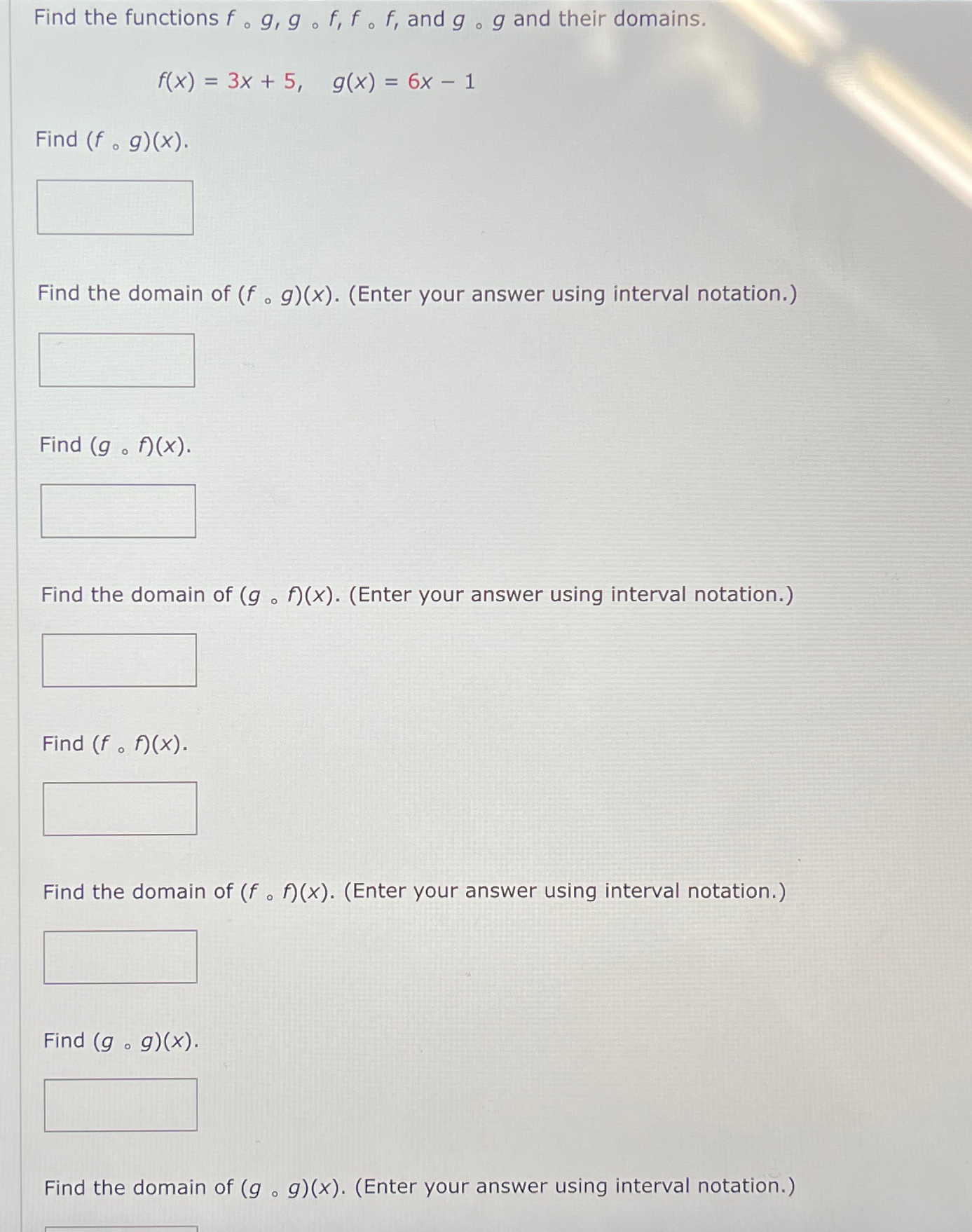 Solved Find the functions Fog,g@f,f@f, ﻿and g@g ﻿and their | Chegg.com
