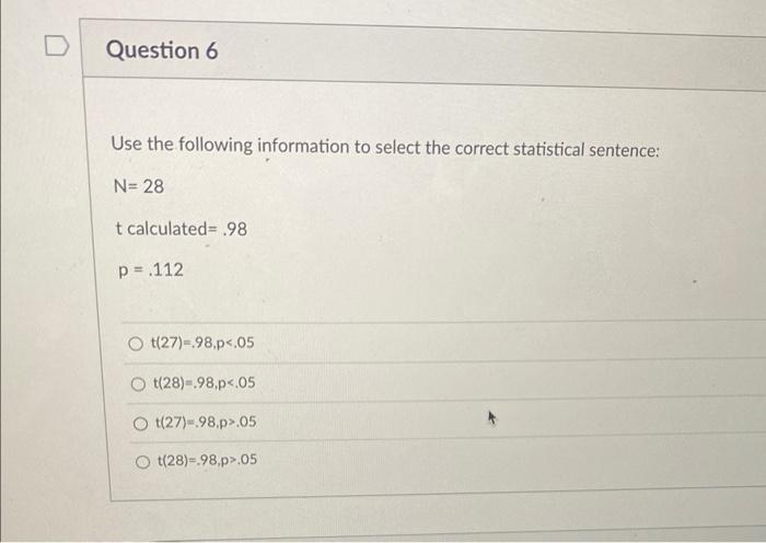 Solved Question 6 Use the following information to select | Chegg.com