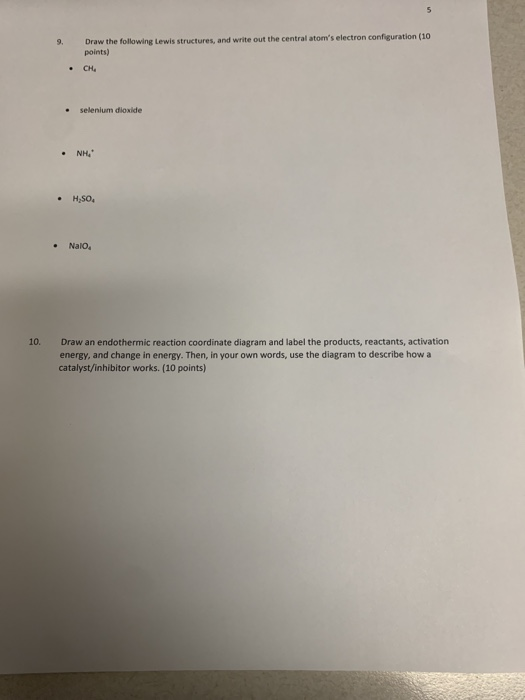 Solved 5 9. Draw the following Lewis structures, and write | Chegg.com