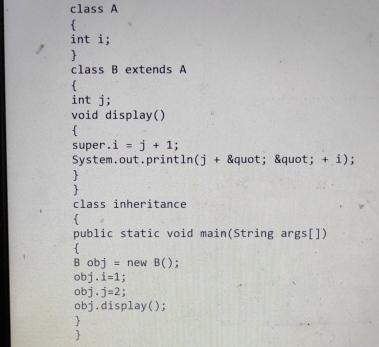 Solved class A{int i;}class B extends A}int j;void | Chegg.com