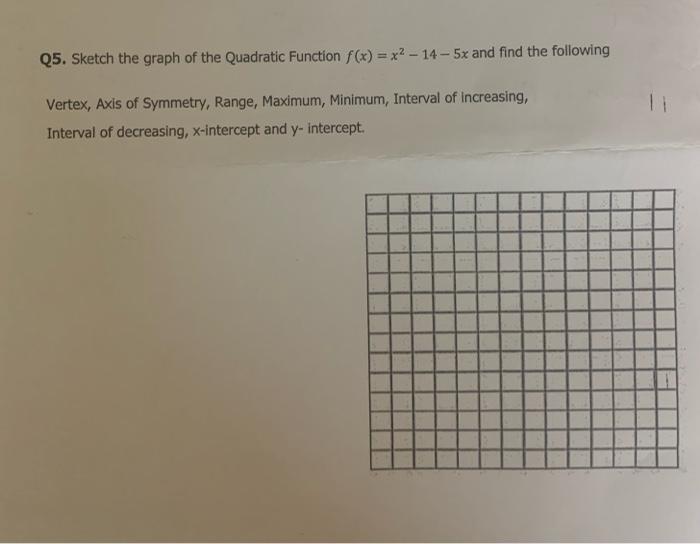 Solved Q5. Sketch the graph of the Quadratic Function | Chegg.com