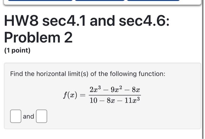 Solved HW8 sec4.1 and sec4.6: Problem 2 (1 point) Find the | Chegg.com