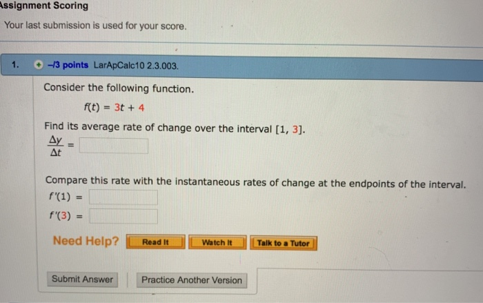 Solved ssignment Scoring Your last submission is used for | Chegg.com