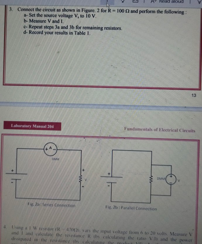 Solved Table 1 R1 R2 R3 100 470 1000 Nominal Value (0) VIO) | Chegg.com
