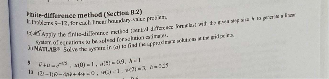 Solved Finite-difference method (Section 8.2)In Problems | Chegg.com