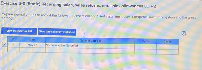 Solved Exercise 5-6 (Static) Recording sales, sales returns, | Chegg.com