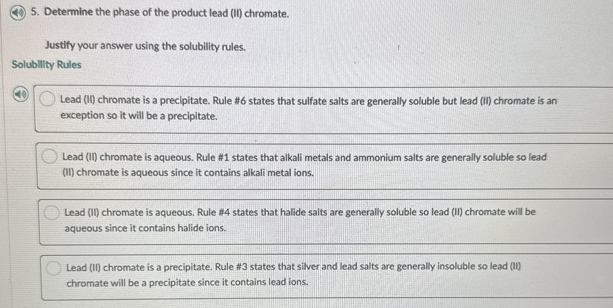 Solved Determine the phase of the product lead (II) | Chegg.com