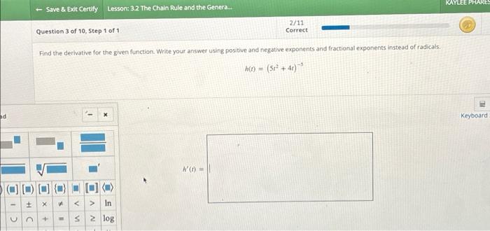 Solved ad C H O - Save & Exit Certify Lesson: 3.2 The Chain | Chegg.com