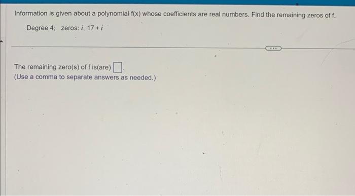 Solved Information is given about a polynomial f(x) whose | Chegg.com