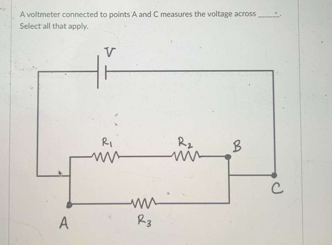 Solved A voltmeter connected to points' A and C measures the | Chegg.com
