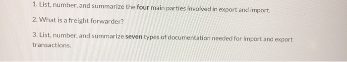 Solved 1. List, number, and summarize the four main parties | Chegg.com
