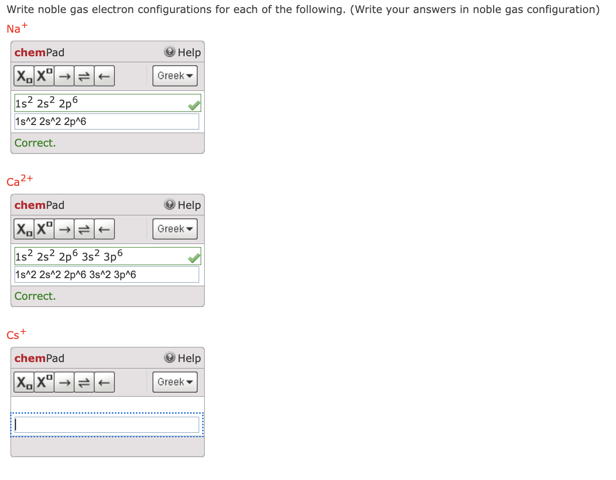 Solved Write noble gas electron configurations for each of | Chegg.com