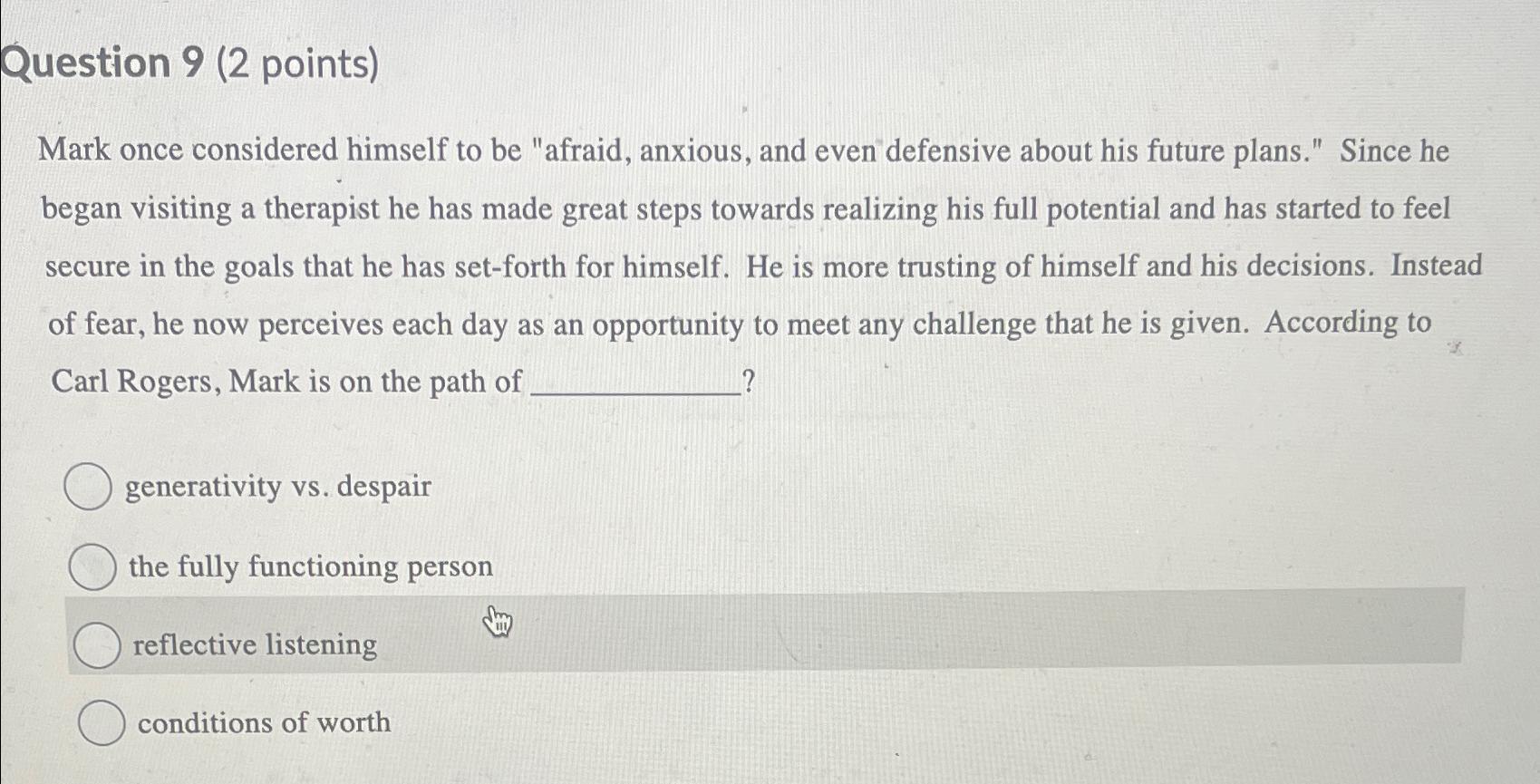 Solved Question 9 (2 ﻿points)Mark once considered himself to | Chegg.com