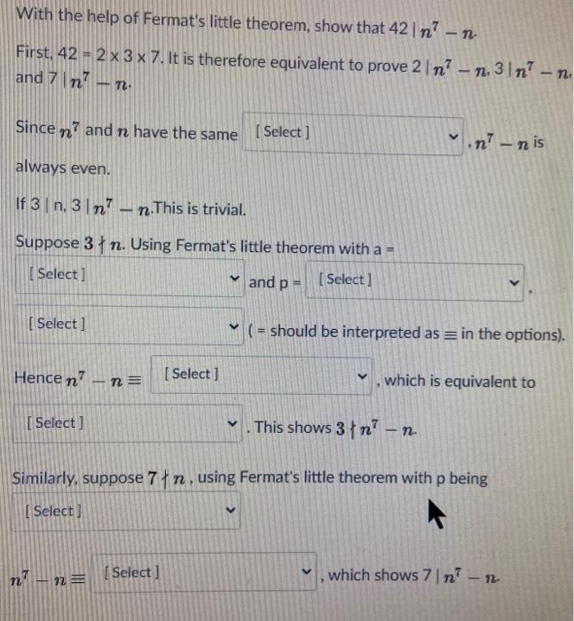 Solved With the help of Fermat's little theorem, show that | Chegg.com