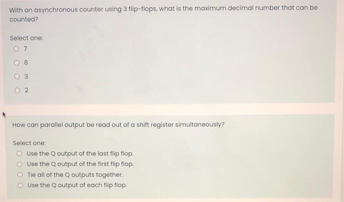 Solved How many valid states for a modulus-N counter? Select | Chegg.com
