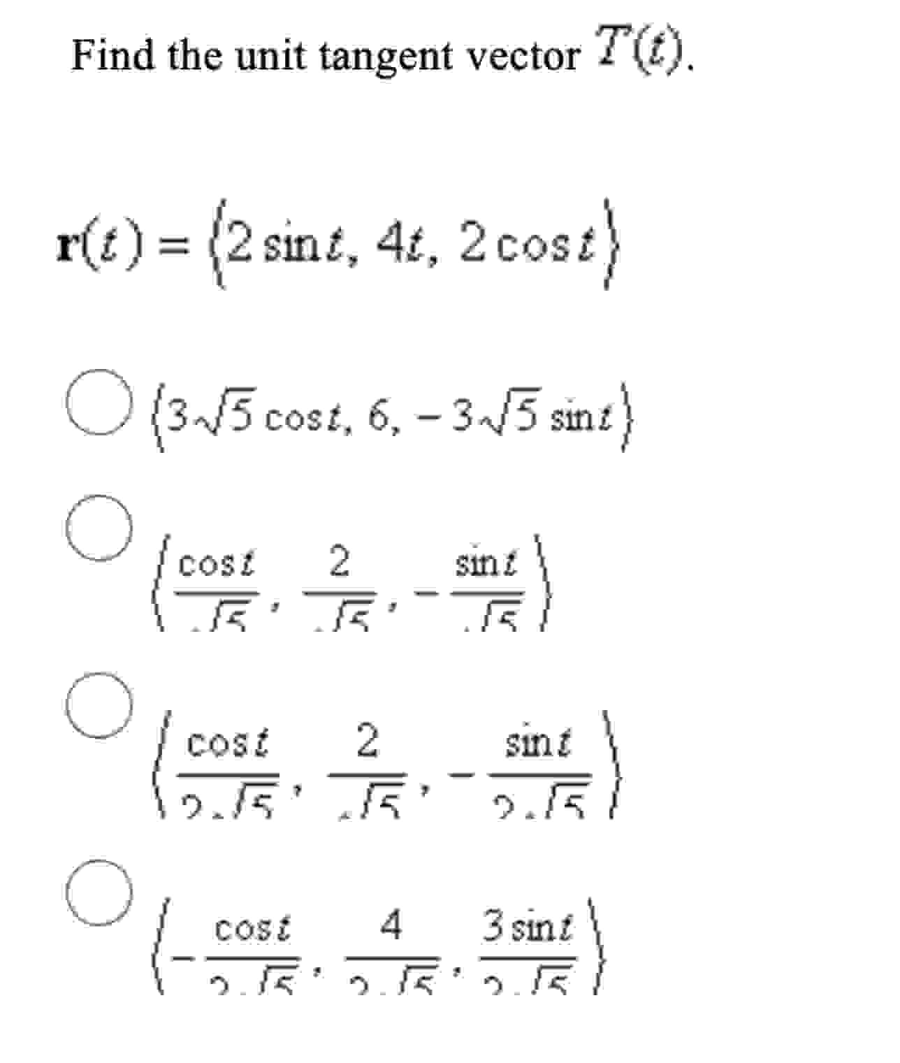 Solved Find the unit tangent vector | Chegg.com