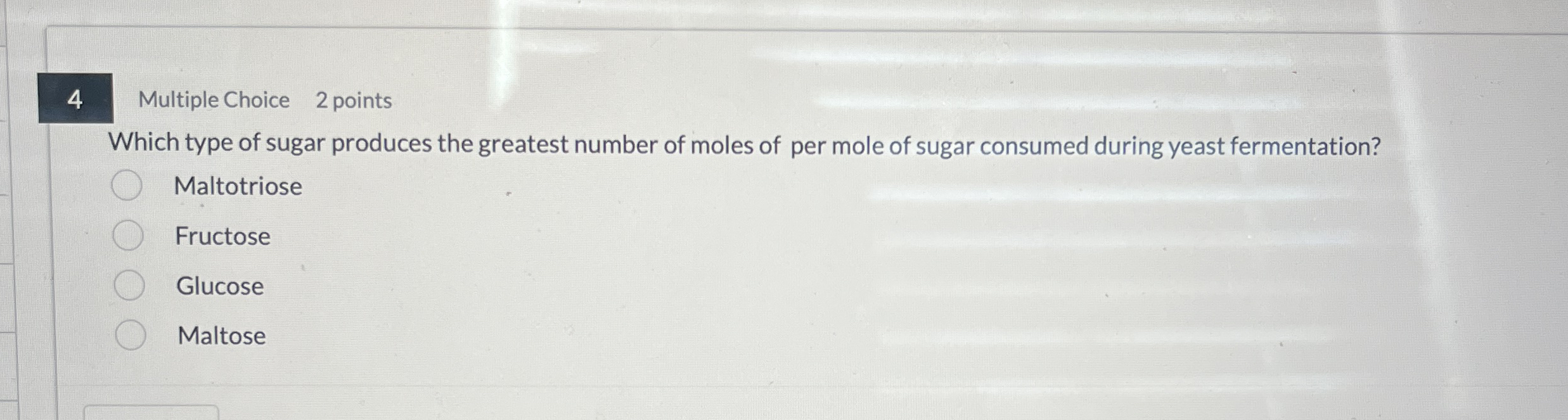 Solved 4Multiple Choice2 pointsWhich type of sugar produces | Chegg.com Solved 4Multiple Choice2 pointsWhich type of sugar produces | Chegg.com