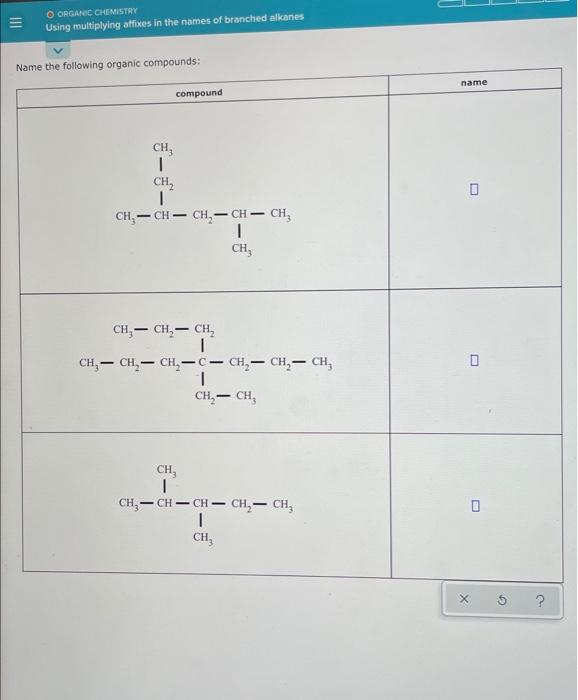 Solved Using multiple affixes in the names of branched | Chegg.com