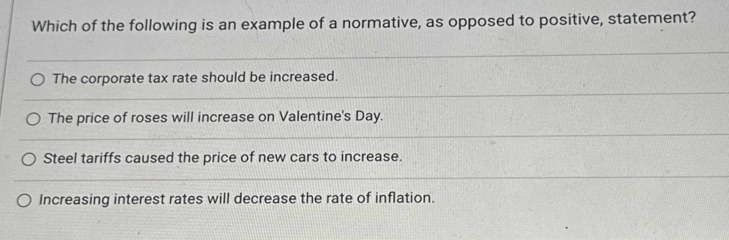 Solved Which of the following is an example of a normative, | Chegg.com