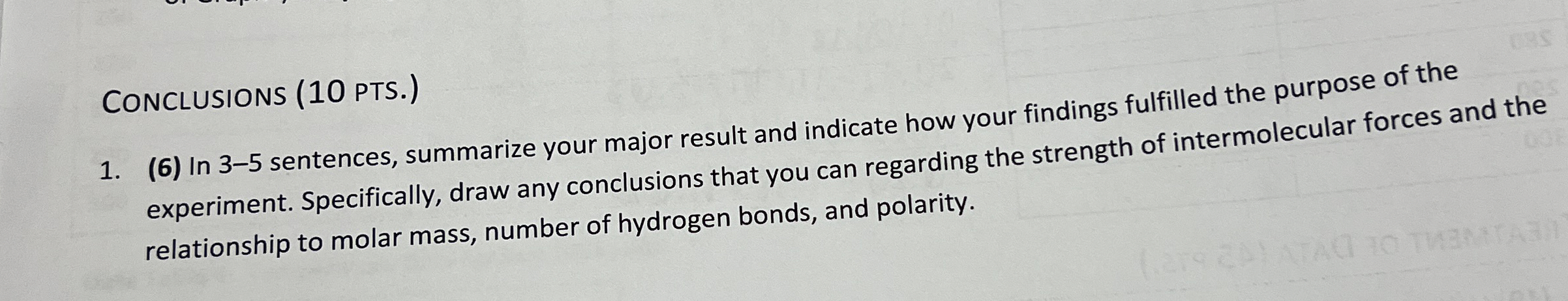 Conclusions (10 ﻿pTs.)(6) ﻿In 3-5 ﻿sentences, | Chegg.com