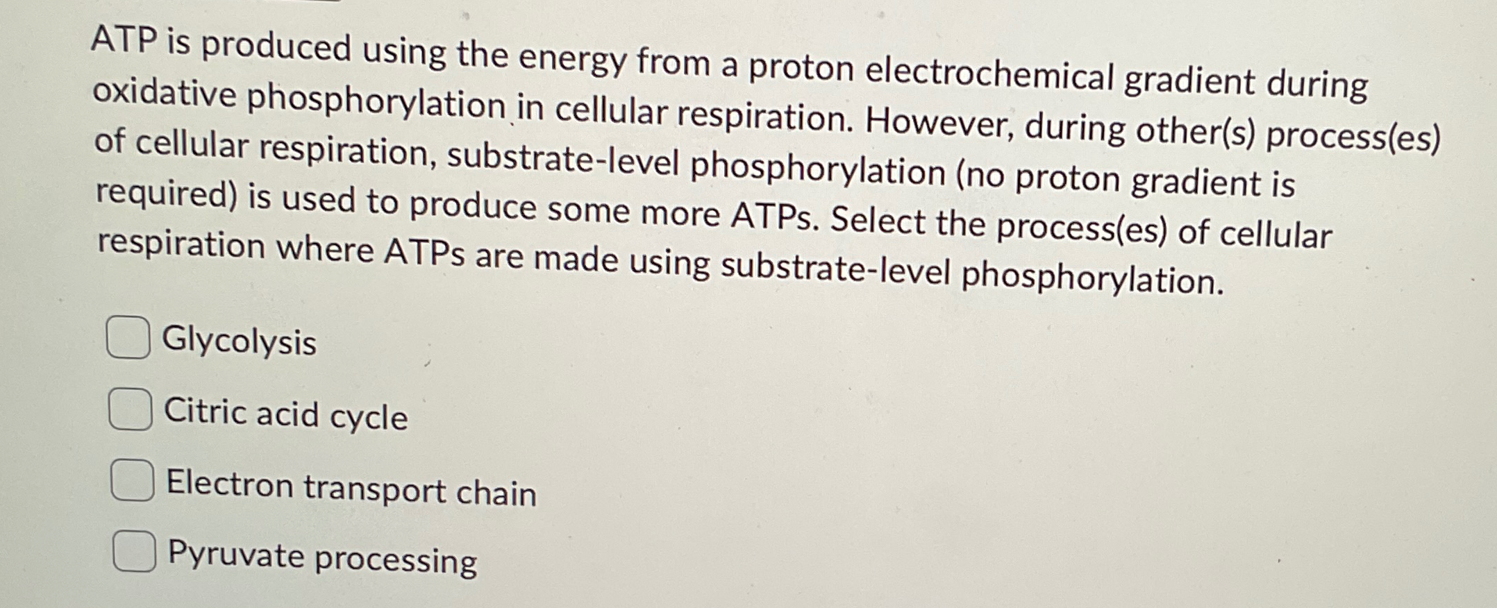 Solved ATP is produced using the energy from a proton | Chegg.com