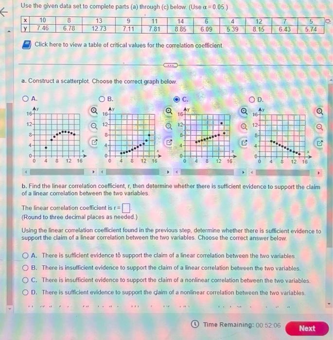 Solved Use the given data set to complete parts (a) through | Chegg.com