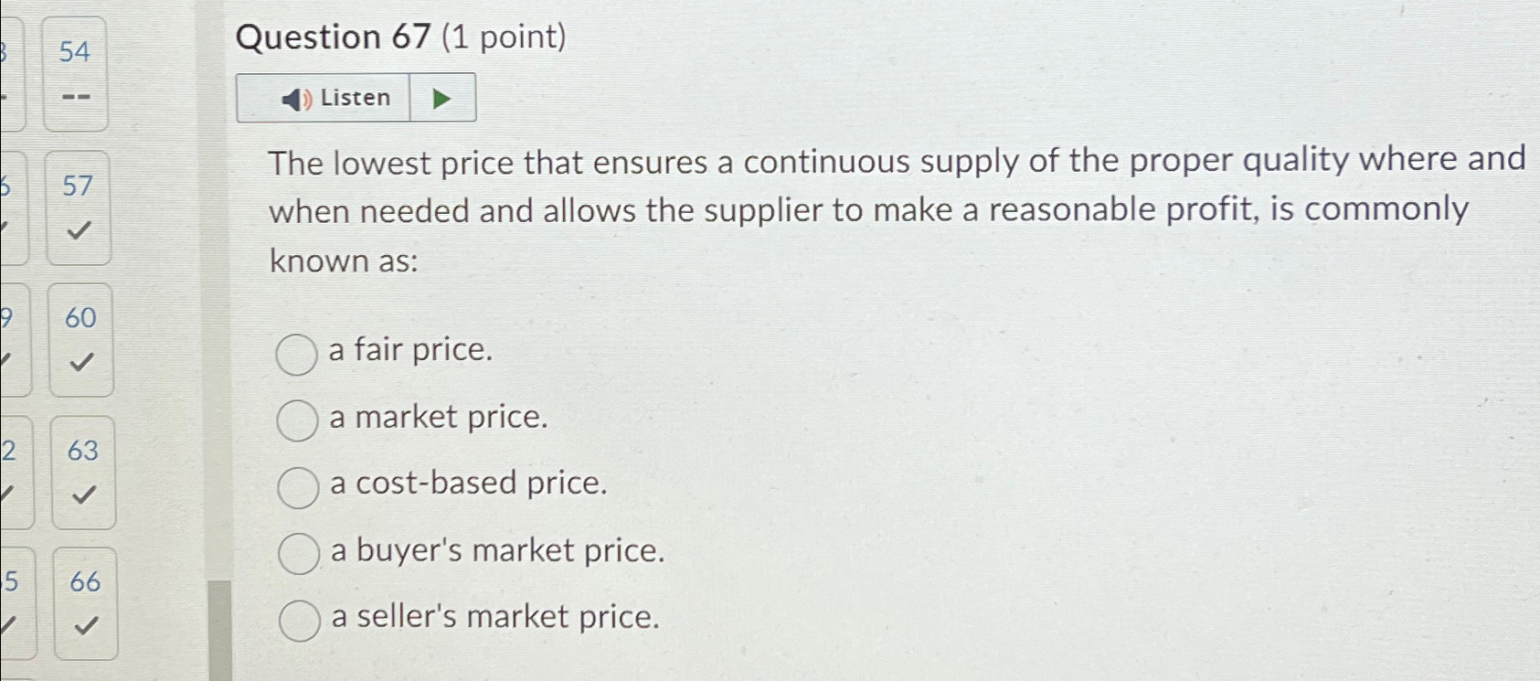 Solved 545760 63 66 Question 67 (1 ﻿point)ListenThe lowest | Chegg.com
