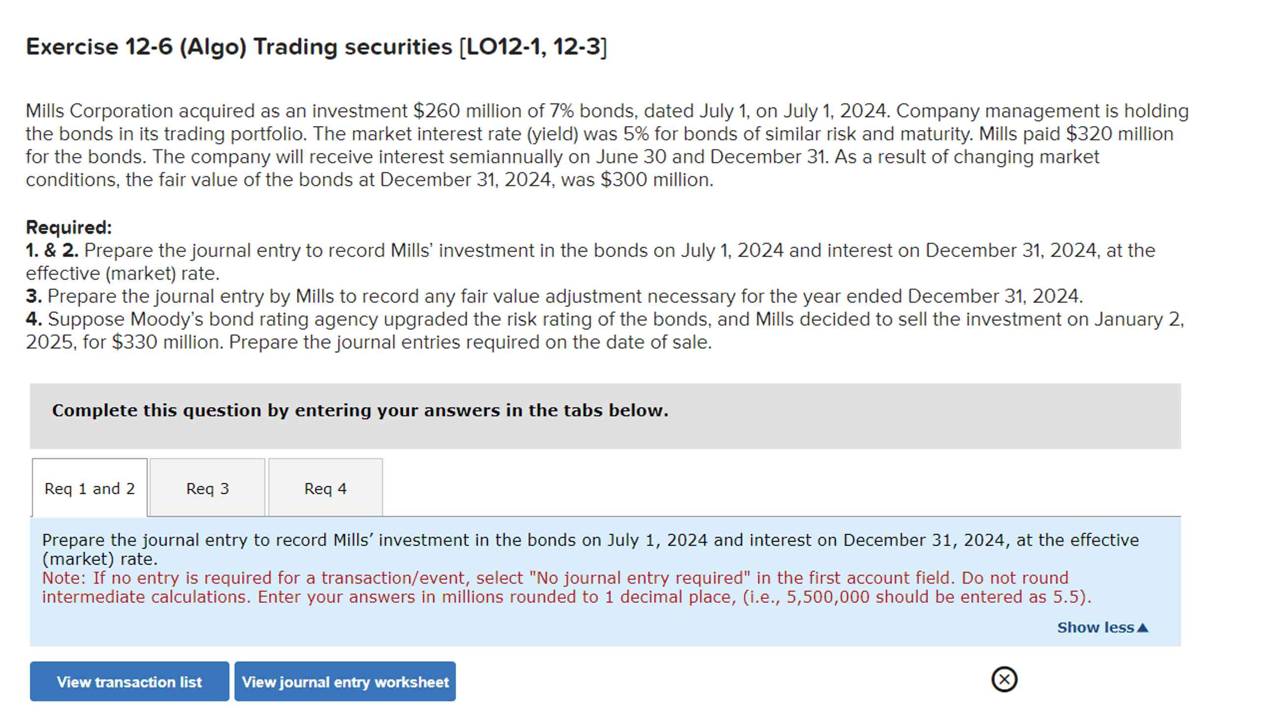 Solved Exercise 12-6 (Algo) ﻿Trading securities | Chegg.com