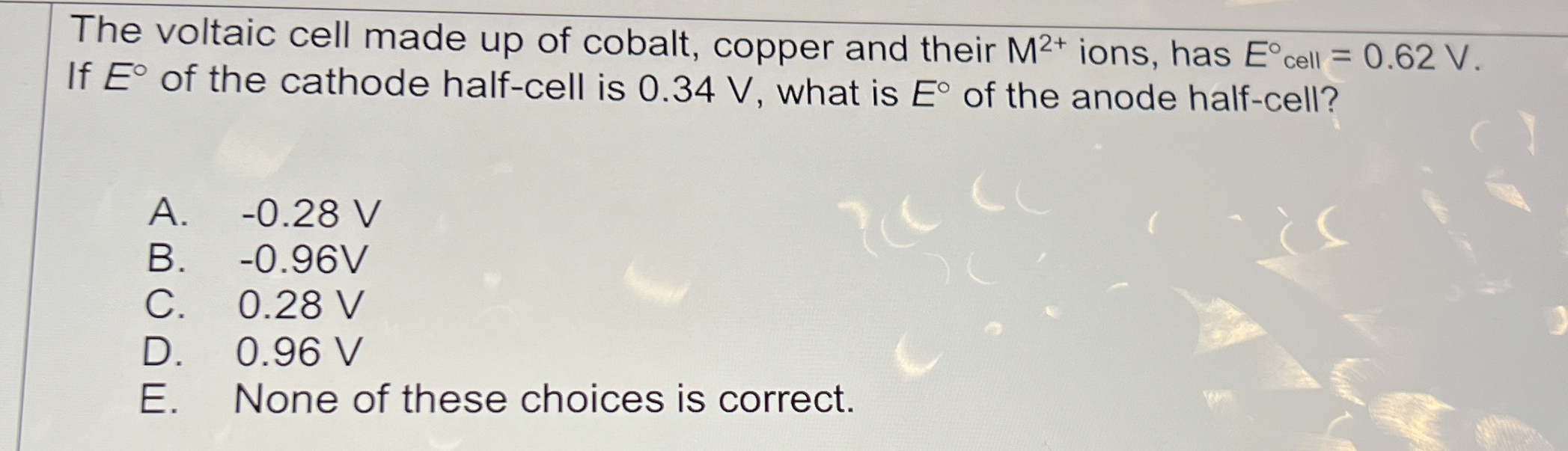 Solved The voltaic cell made up of cobalt, copper and their | Chegg.com