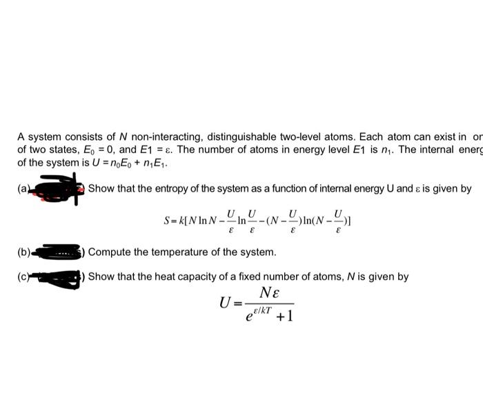 Solved A system consists of N non-interacting, | Chegg.com