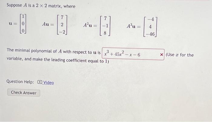 Solved Suppose \\( A \\) is a \\( 2 \\times 2 \\) matrix, | Chegg.com