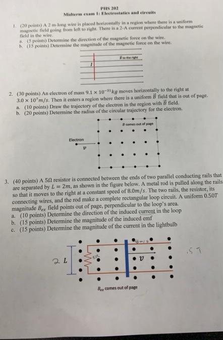 Solved PRIS 202 Midterm exam Electrostatics and circuits 1. | Chegg.com