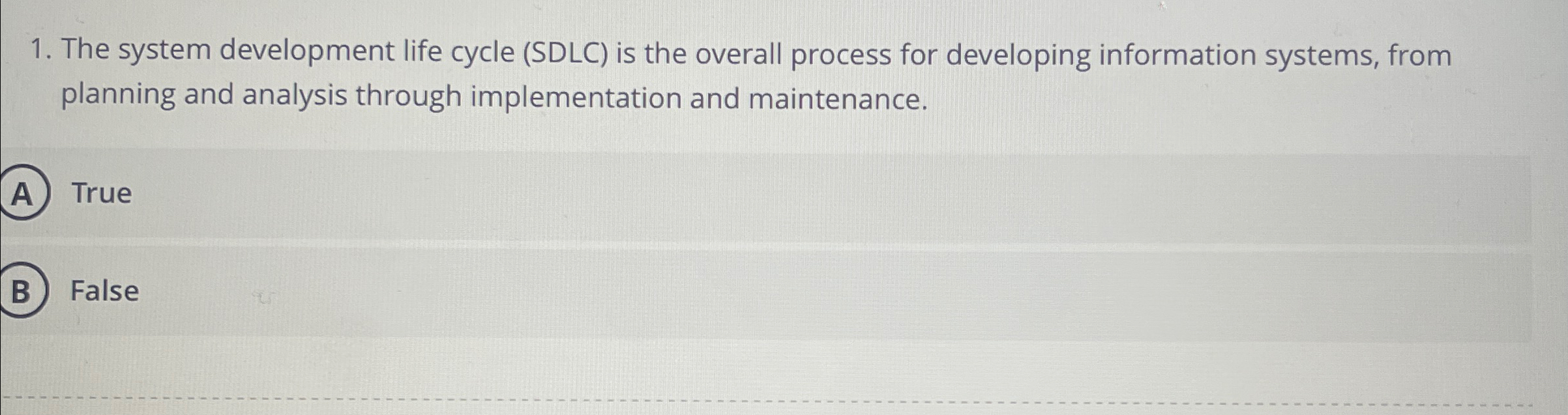 Solved The system development life cycle (SDLC) ﻿is the | Chegg.com