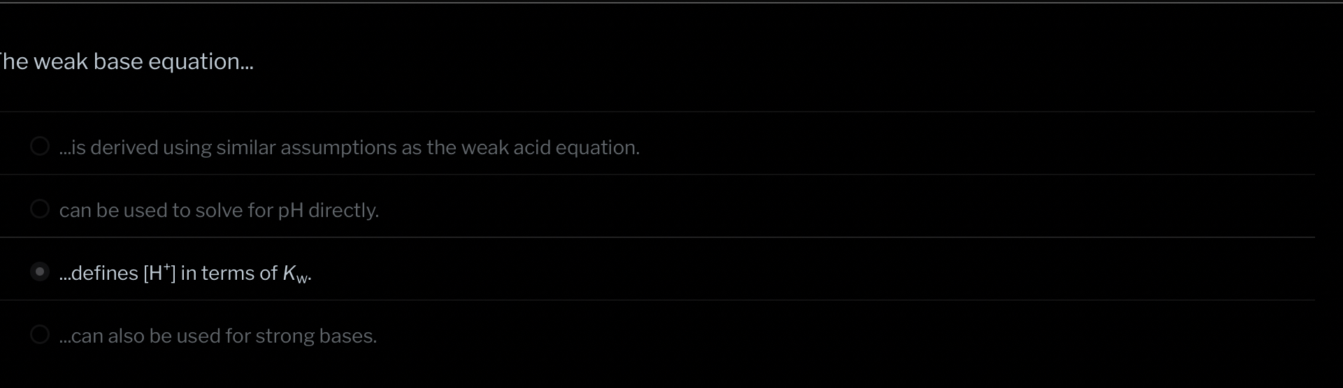 Solved he weak base equation.....is derived using similar | Chegg.com