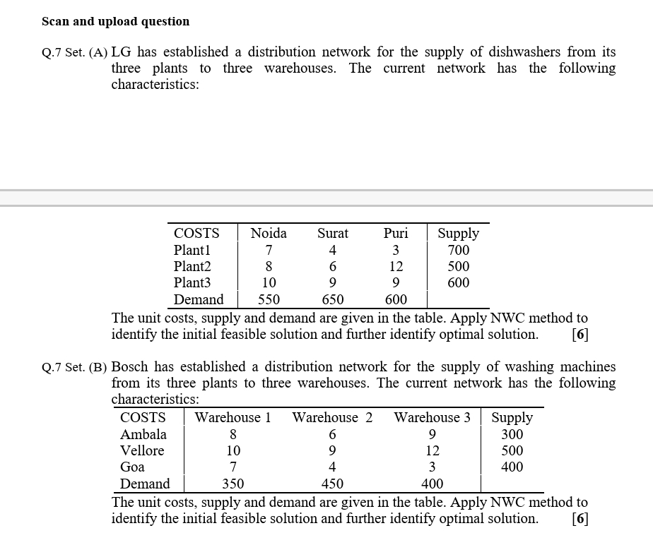 Solved Scan and upload questionQ. 7 ﻿Set. (A) ﻿LG has | Chegg.com