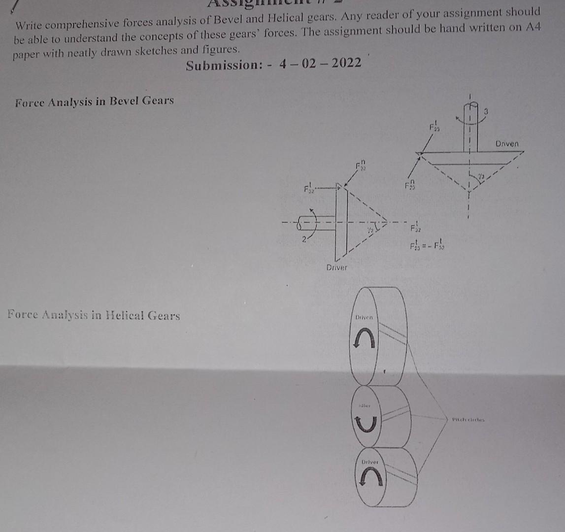 Solved Write comprehensive forces analysis of Bevel and | Chegg.com
