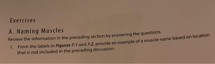 Exercises A. Naming Muscles Review the information in | Chegg.com