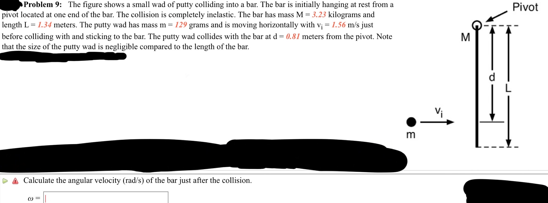 Solved Problem 9: The figure shows a small wad of putty | Chegg.com