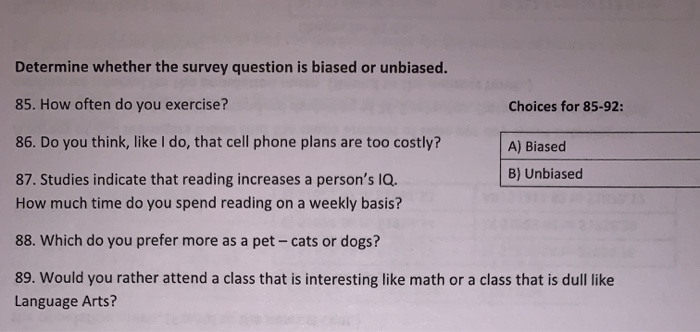 Solved Choices for 75-84: Determine whether the samples are | Chegg.com